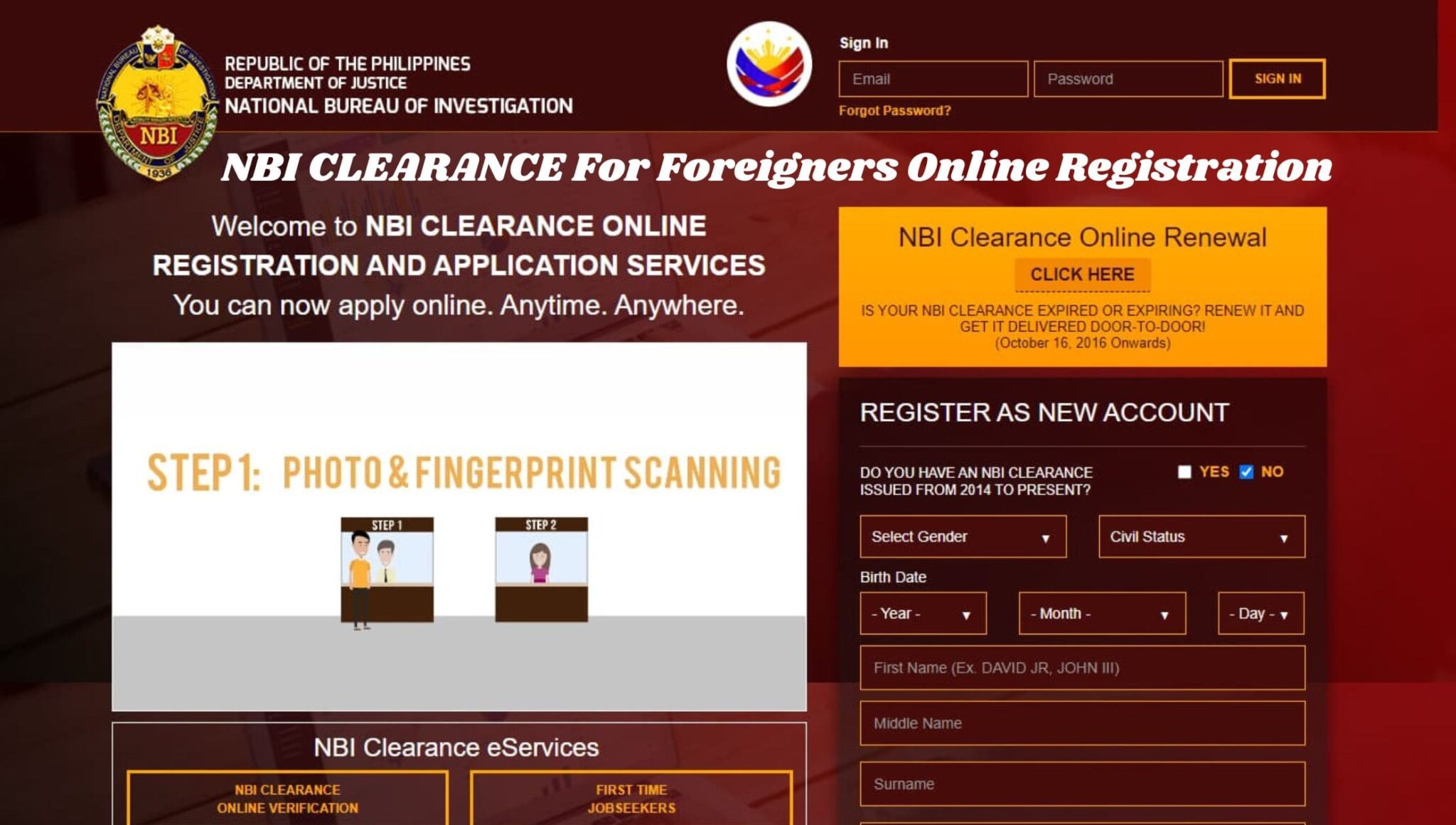 NBI CLEARANCE For Foreigners Online Registration